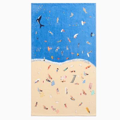 China GOTS Certified Organic Cotton Beach Towel 400gsm Velour 70x140cm Eco Friendly Luxury for sale