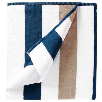 China Custom Luxury Beach Towel 100% Cotton 300-570gsm Yarn Dyed Striped Resort Style for sale