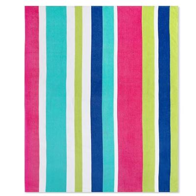 China Yarn-Dyed Velour Beach Towel 75x150cm Quick-Dry Compact Travel Towel Custom Weight for sale
