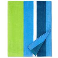 China Designer Striped Velour Beach Towel 70x140cm High Absorbency Cotton Resort Towel for sale