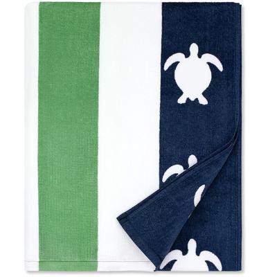China Premium Cotton Velour Beach Towel 70x140cm Striped Design Absorbent Soft Seaside Comfort for sale