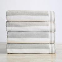 China Customizable Yarn-Dyed Striped Velour Beach Towel 100% Cotton 30x60 to 100x180 cm for sale