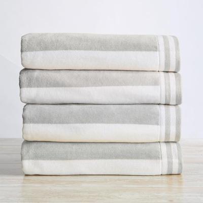 China Customizable Yarn-Dyed Striped Velour Beach Towel 100% Cotton 30x60 to 100x180 cm for sale