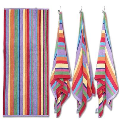 China Designer Beach Towels Colorful Stripes 100% Cotton Velour 70x140cm Quick Dry for sale
