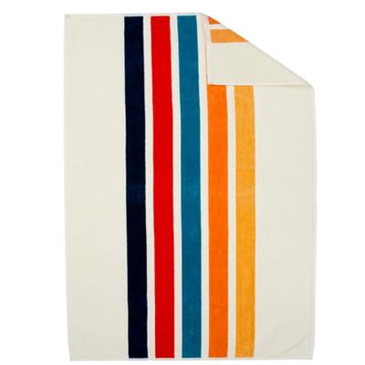 China Luxury Cotton Beach Towel 70x140cm Colorful Stripes Plush Terry Poolside Spa Towel for sale