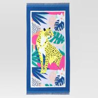 China Reversible 100% Cotton Travel Beach Towel 70x140cm Velour Front Terry Back for sale