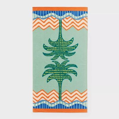 China Luxury Travel Beach Towel 100% Cotton Reversible Velour Front 140x70cm Quick Dry for sale