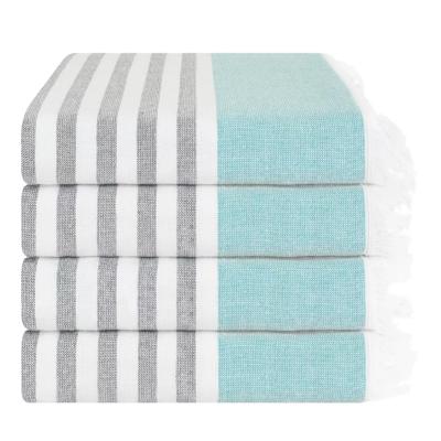 China Modern Turkish Cotton Beach Towel 30x60 Inch Quick Dry Striped Peshtemal for sale