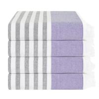 China Bohemian 350gsm Cotton Beach Towel 80x160cm with Artistic Stripes and Decorative Fringe for sale
