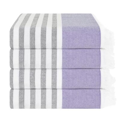 China Bohemian 350gsm Cotton Beach Towel 80x160cm with Artistic Stripes and Decorative Fringe for sale