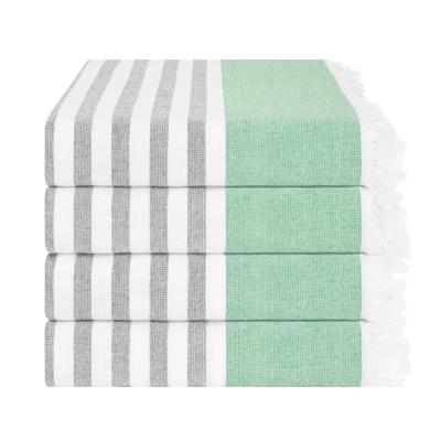China High GSM 100% Cotton Tassel Beach Towel 180x90cm Velour Front Terry Back for sale