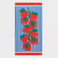 China Vintage Tomato Print Cotton Beach Towel 140x70cm Customizable Size for Picnic and Coastal Use for sale