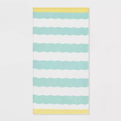 China 100% Cotton Wavy Stripe Beach Towel 70x140cm Velour Reactive Printing for sale