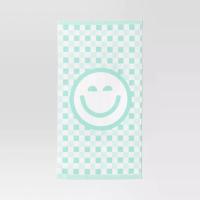 China 100% Cotton Smile Checkered Beach Towel 100x180cm Absorbent Soft Pool Travel for sale