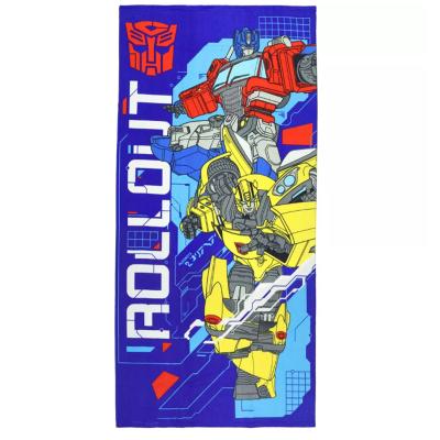 China Transformers Beach Towel 30x60 Inches Premium Cotton Velour Officially Licensed Optimus Prime Bumblebee for sale