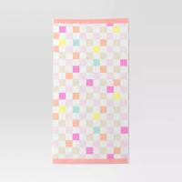 China Multicolor Checkered Beach Towel 100% Premium Terry Cotton 140x70cm Quick-Drying Lightweight for sale