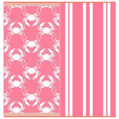 China 30x60 Inch Cotton Velour Two Person Beach Towel Quick Dry Family Shared Towel for Parent Child Beach Time for sale