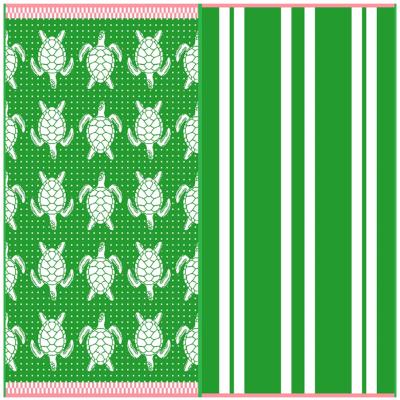 China Cotton Velour Beach Towel Set 30x60 Inch Quick Dry Marine Life Turtle Design for sale