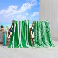 China Custom Cotton Velour Beach Towel Set 60x30 Inch Quick Dry Tropical Palm Leaf Stripe for sale