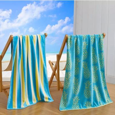 China Custom Cotton Velour Beach Towel 30x60 Inch Quick Dry UV Resistant for sale