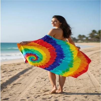 China Colorful Tie-Dye Quick-Dry Microfiber Beach Towel 80x160cm Sand-Free Travel for sale