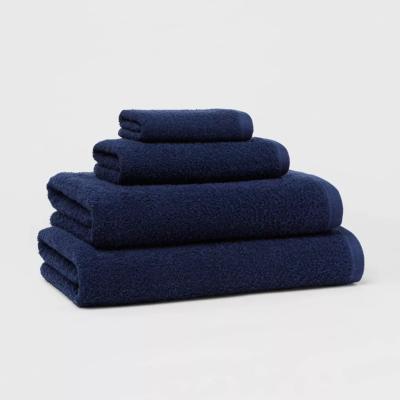 China Oversized 100% Terry Cotton Bath Towel 180x90cm Navy Minimalist Design High Absorbency for sale