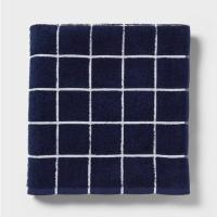China Scandinavian Grid Design Ultra-Absorbent Cotton Bath Towel 160x80cm 480gsm for sale