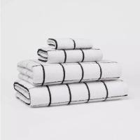 China Modern Black White Grid Bath Towel 160x80cm Premium Terry Cotton Ultra Absorbent for sale