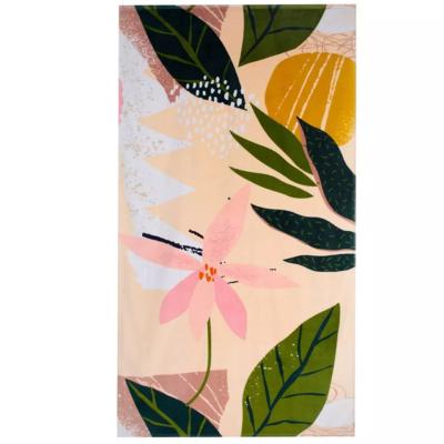 China Double-Sided Velour Beach Towel 70x140cm Fade-Resistant Tropical Flower Print for sale