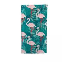 China Customizable Double-Sided Velour Beach Towel 70x140cm Flamingo Palm Print 100% Cotton for sale