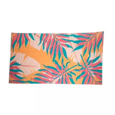 China Ultra-Lightweight Quick-Dry Double-Sided Velour Beach Towel 70x140cm 280 GSM Tropical Leaves Print for sale