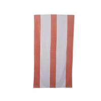 China Pink White Wide Stripe Beach Towel 100% Cotton Quick Dry 70x140cm Custom Size for sale