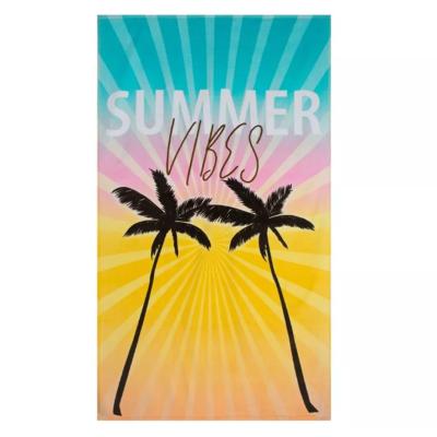 China Ultra-Lightweight Velour Beach Towel 70x140cm Quick-Dry Cotton with Watercolor Tropical Print for sale