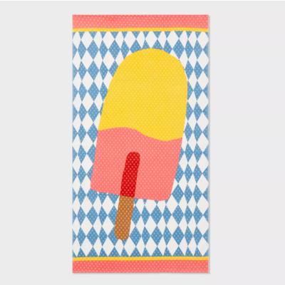 China Customizable Cotton Terry Beach Towel with Playful Popsicle Print 70x140cm for sale