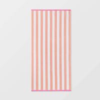 China XL Pink Striped Beach Towel 140x70 cm 100% Cotton Oversized Bath Sheet for sale