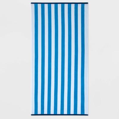 China Modern Stripe XL Beach Towel 70x140cm Quick Dry Sand Resistant Oversized Cotton Towel for sale
