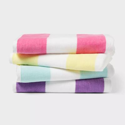 China 4 Piece Striped Beach Towel Set 70x140cm Cotton with Water Resistant Carry Bag for sale