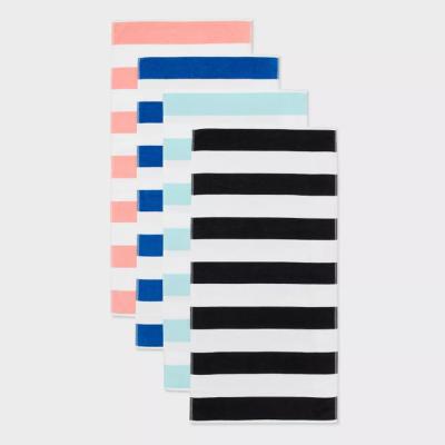 China 4 Pack Premium Beach Towel Set 75x150cm Quick Dry Sand Resistant Striped Nautical Family Vacation for sale