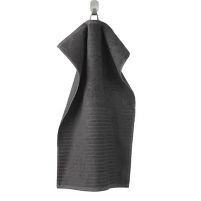 China 100% Cotton Dobby Border Beach Towel 40x80 cm Dark Grey Contrast Hand Towel for sale