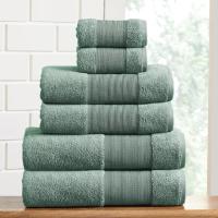 China Quick-Dry 6-Piece Cotton Towel Set 100% Cotton Aerated Weave 40% Faster Drying for sale