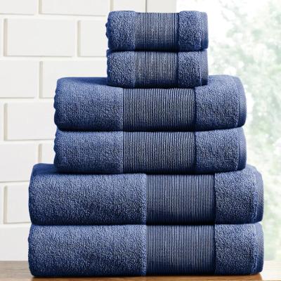 China Premium 800 GSM Cotton Towel Set with Micro-Rib Border Design Luxury Bath Towel Collection for sale