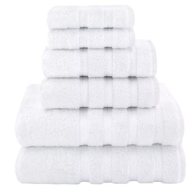 China 100% Cotton Terry Towel Set of 6 with Dobby Border 400gsm-650gsm for High-Use Environments for sale