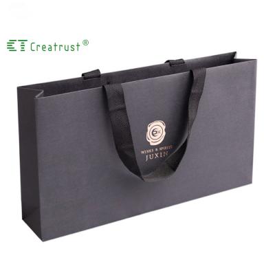 China Logo Printed Luxury Packaging Brands Custom Gift With Your Own Shopping Mailer Manufacture Kraft Material Matt Black Paper Bags for sale
