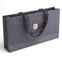 China Logo Printed Luxury Packaging Brands Custom Gift With Your Own Shopping Mailer Manufacture Kraft Material Matt Black Paper Bags for sale