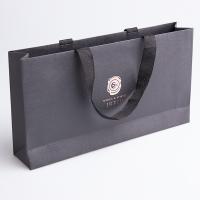 China Logo Printed Luxury Packaging Brands Custom Gift With Your Own Shopping Mailer Manufacture Kraft Material Matt Black Paper Bags for sale