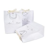 China Creatrust Custom Gift Paper Bag Handle Paper Bags Brand Logo Luxury Boutique Shopping White Kraft Paper Customized CMYK Accept for sale