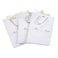 China Creatrust Custom Gift Paper Bag Handle Paper Bags Brand Logo Luxury Boutique Shopping White Kraft Paper Customized CMYK Accept for sale