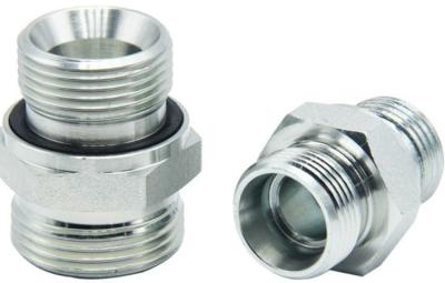 China Galvanized Sheet Hydraulic Fitting Straight Double Male Thread Forged Hose Connectors for sale