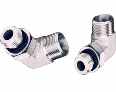China Carbon Steel Hydraulic Hose Straight Adapter Fittings 90 Degree Elbow Hose Adapter for sale