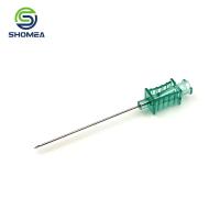 China SHOMEA Medical Grade 21G Interventional Puncture Needle with Green Luer Lock Hub for sale